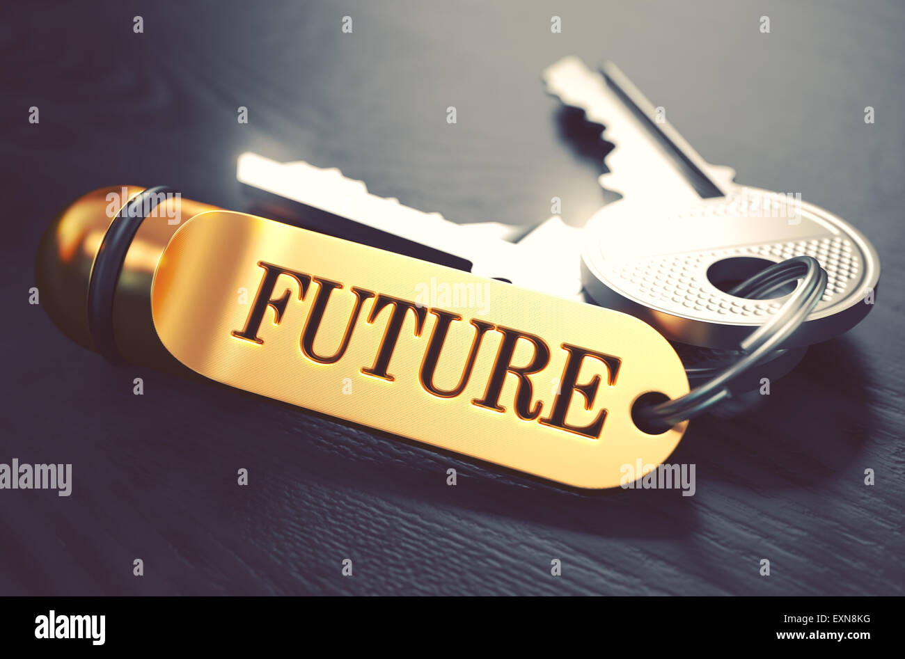 Future Concept. Keys with Golden Keyring Stock Photo - Alamy