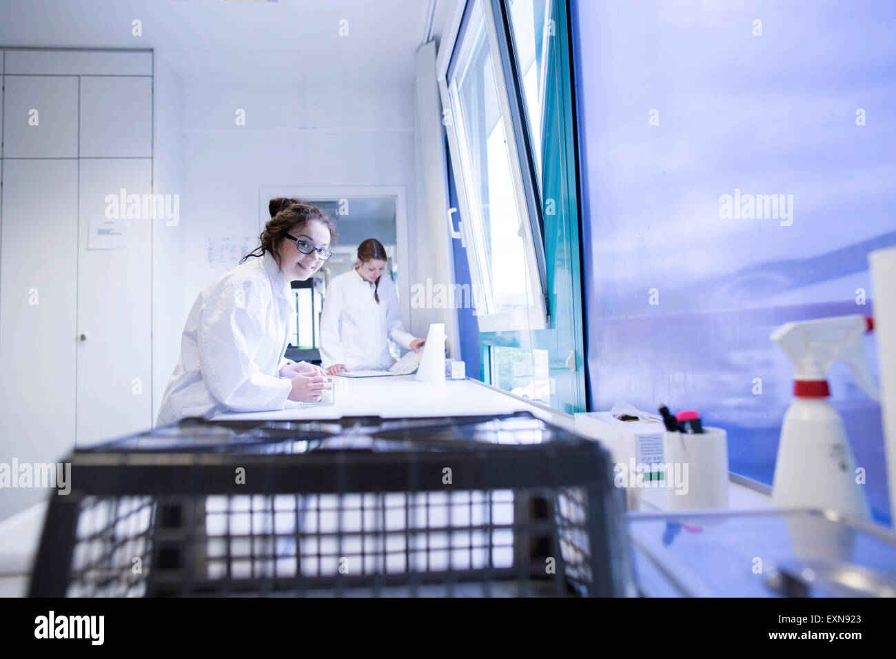 Laboratory assistants checking samples Stock Photo - Alamy