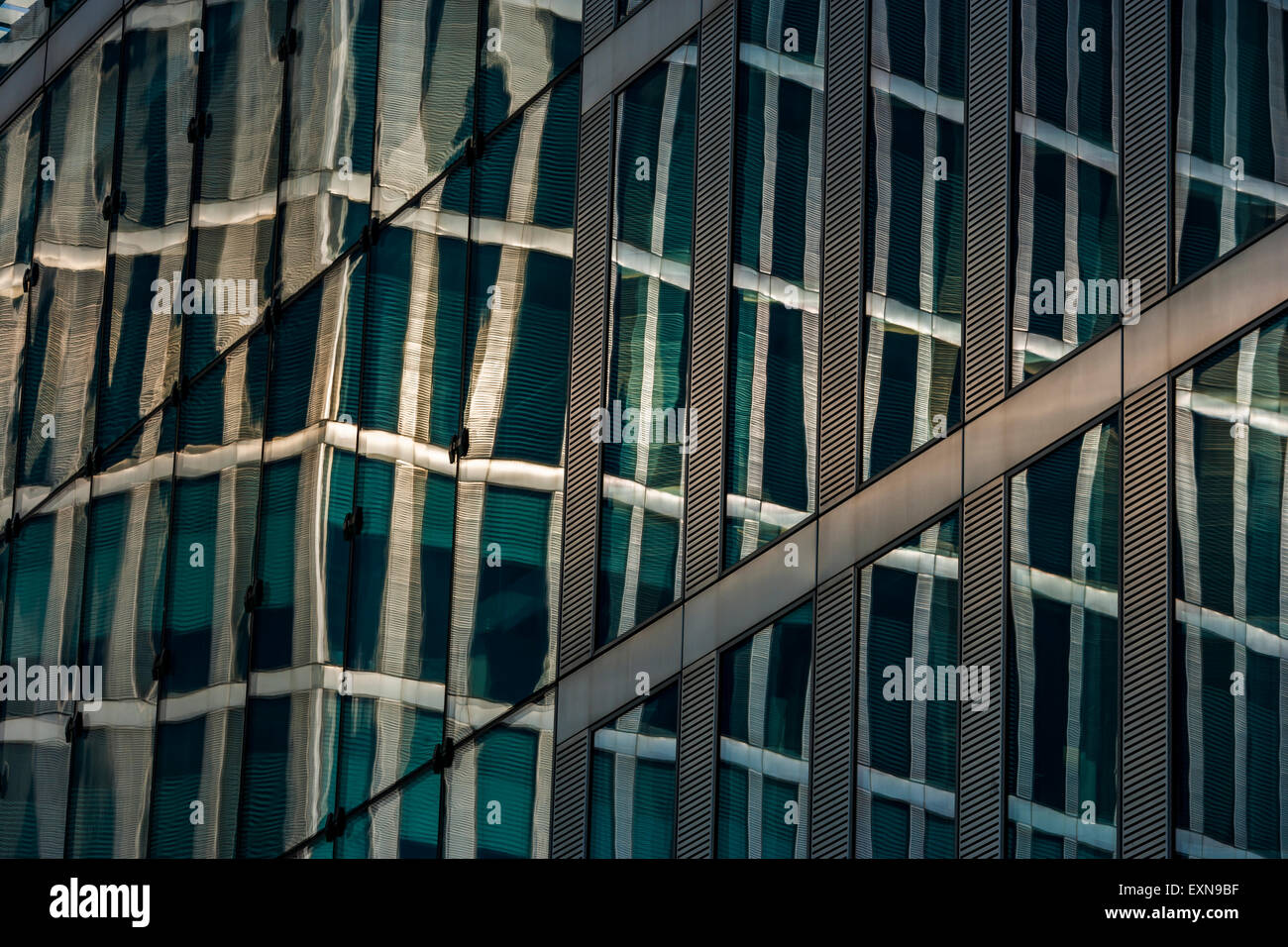Germany, Munich, reflection of Highlight Towers in an other building ...