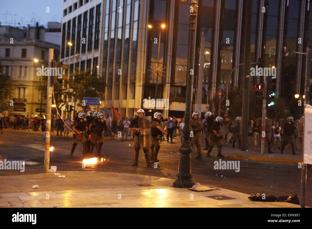 Athens, Greece. 15th July 2015. A huge amount of riot police has been ...