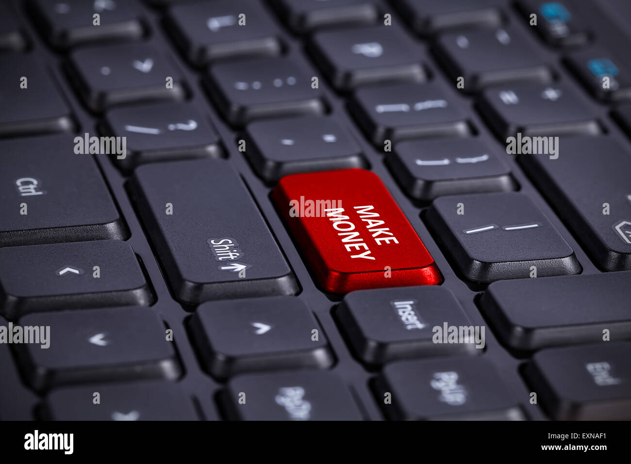RED Make money Enter Key Stock Photo - Alamy