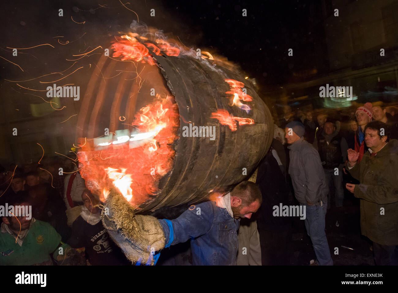 Final hogshead barrel being carried through the Square to mark Bonfire ...