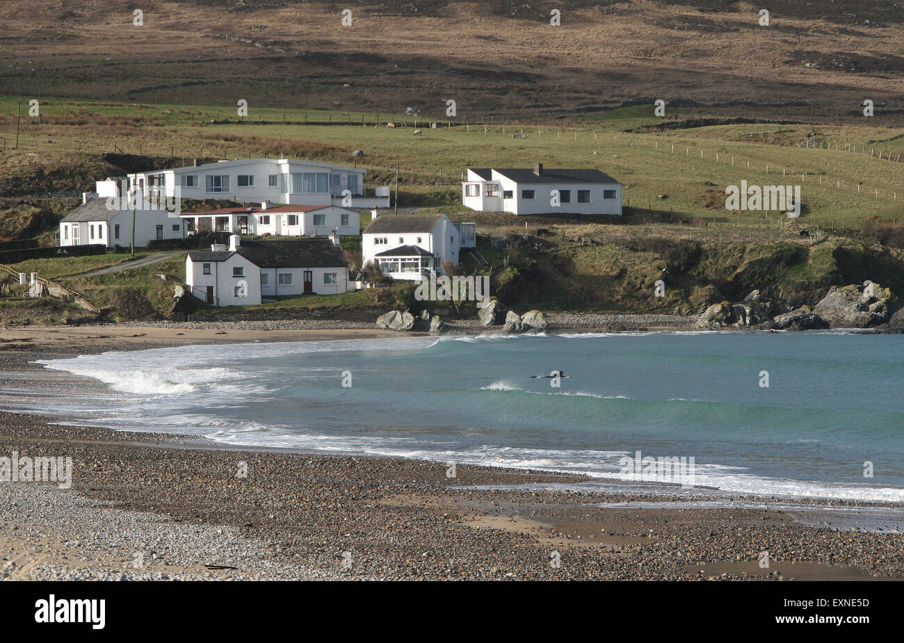 Seaside cottages in County Donegal at Pollan Bay near Ballyliffin on ...