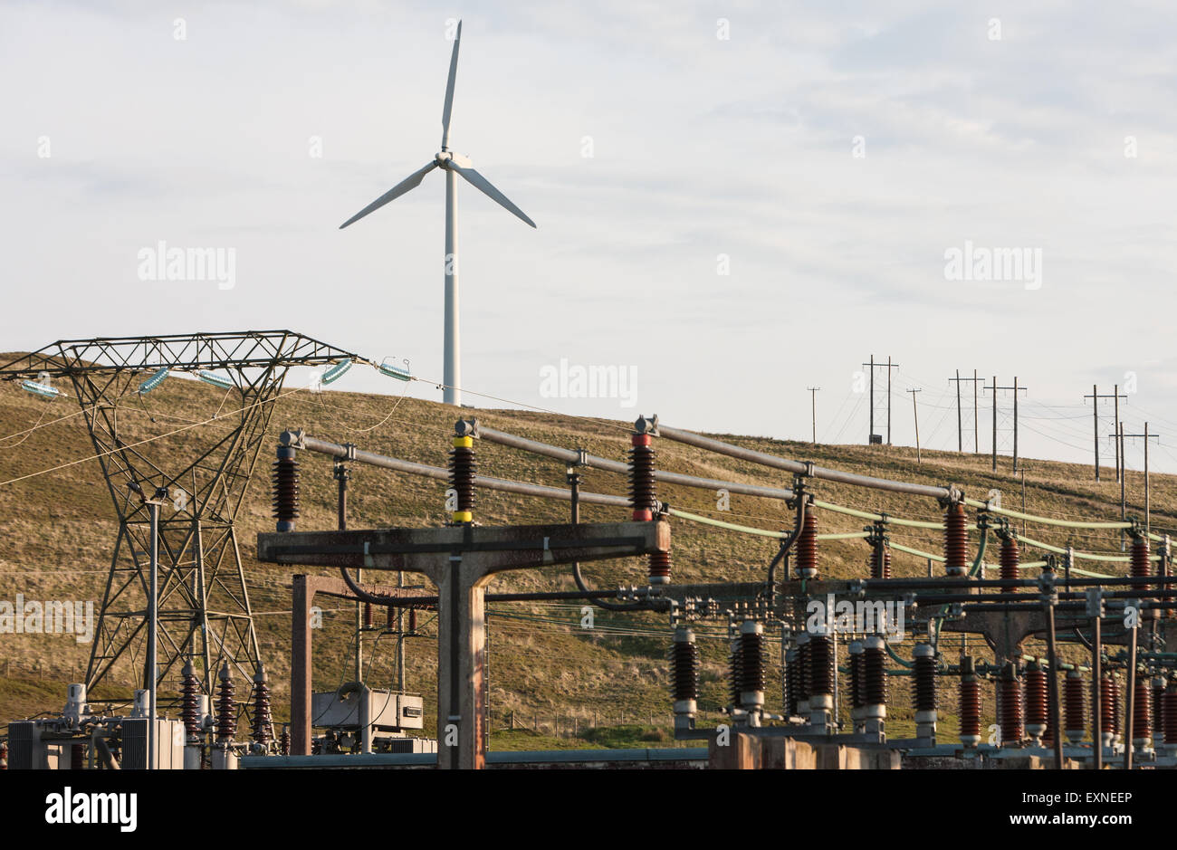 Pylons carrying electricity from Rheidol Hydro Power Station and Wind ...