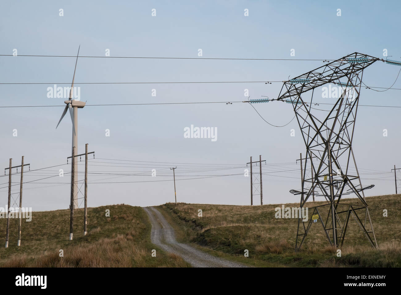 Pylons carrying electricity from Rheidol Hydro Power Station and Wind ...