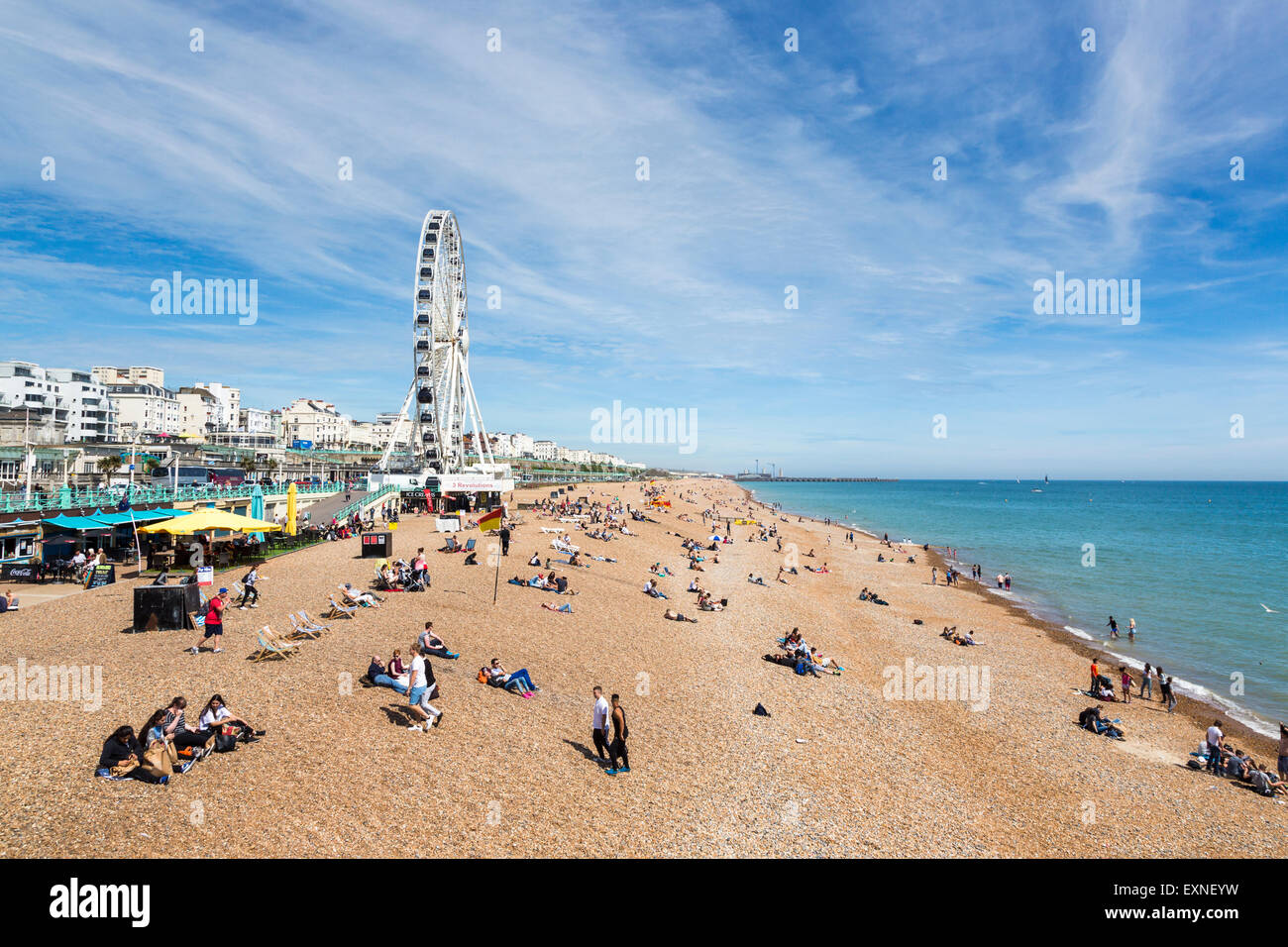 Brighton beach seafront and shoreline with promenade and Brighton Stock ...