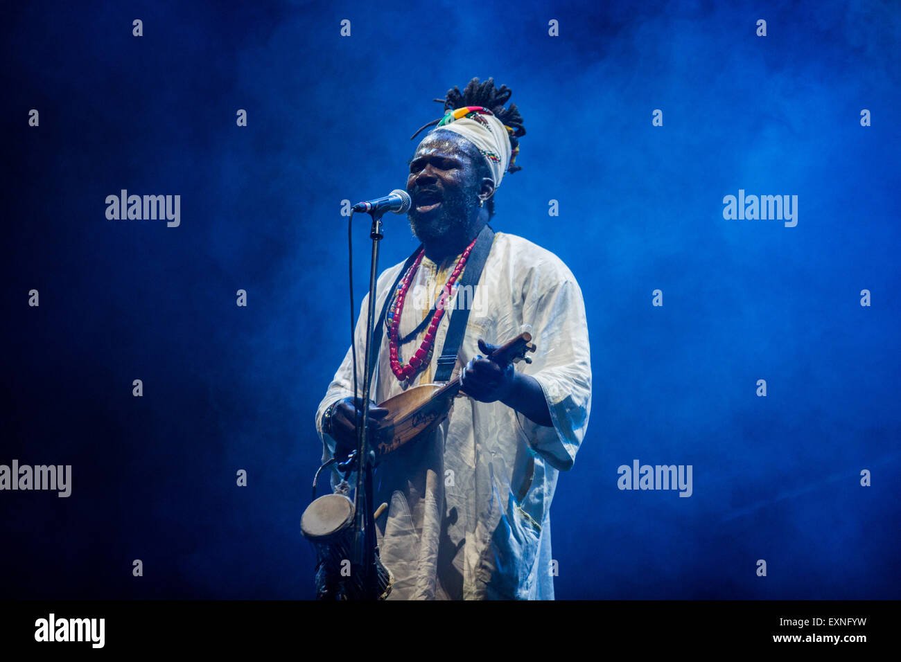 Rome, Italy. 15th July, 2015. Baba Sissoko, African singer and musician ...