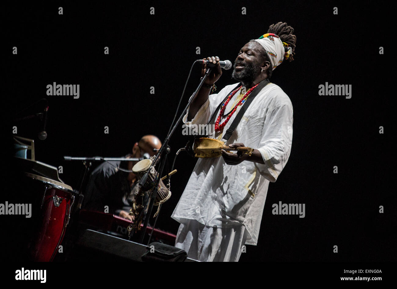 Rome, Italy. 15th July, 2015. Baba Sissoko, African singer and musician ...