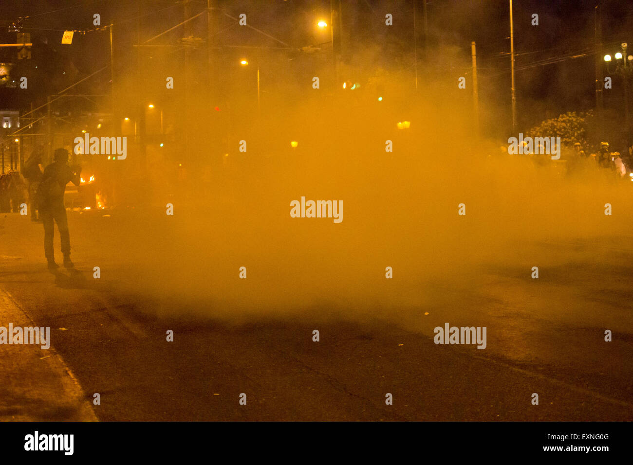 Athens, Greece. 15th July, 2015. A protest takes photographs of the ...