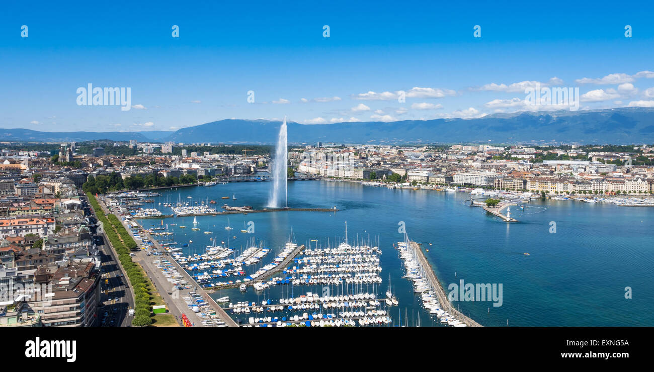 Aerial view of Leman lake - Geneva city in Switzerland Stock Photo - Alamy