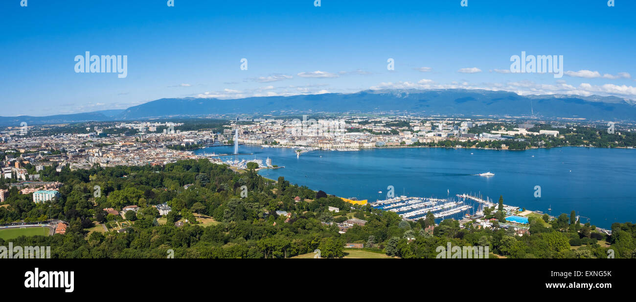 Aerial view of Leman lake - Geneva city in Switzerland Stock Photo - Alamy