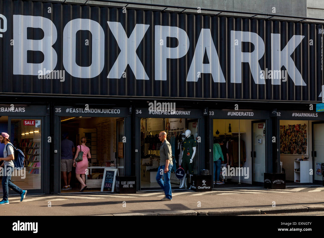 The Boxpark, Shoreditch, London, England Stock Photo - Alamy