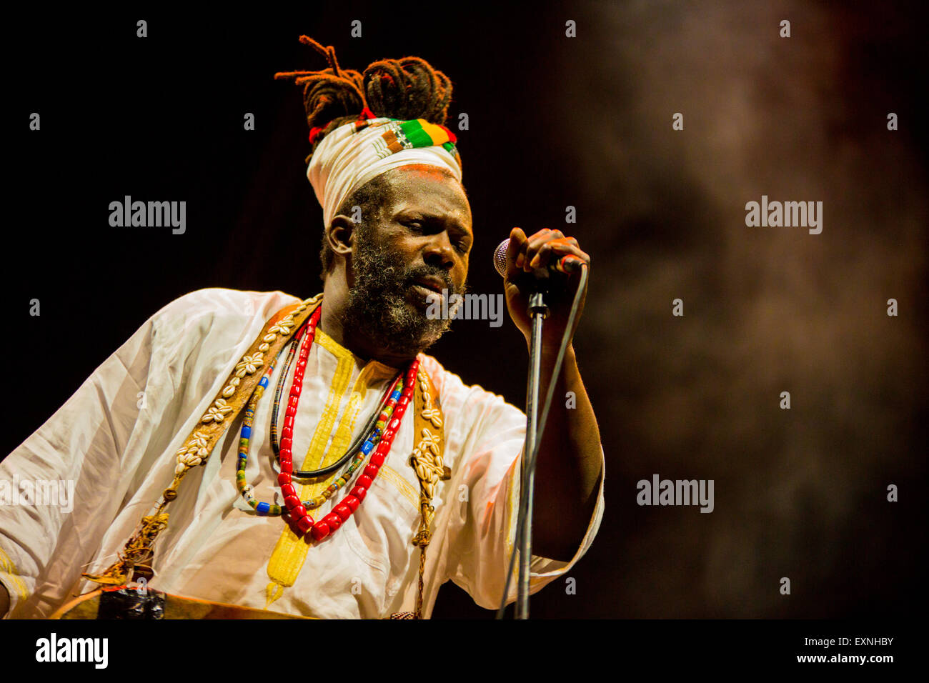 Rome, Italy. 14th July, 2015. Baba Sissoko, African singer and musician ...