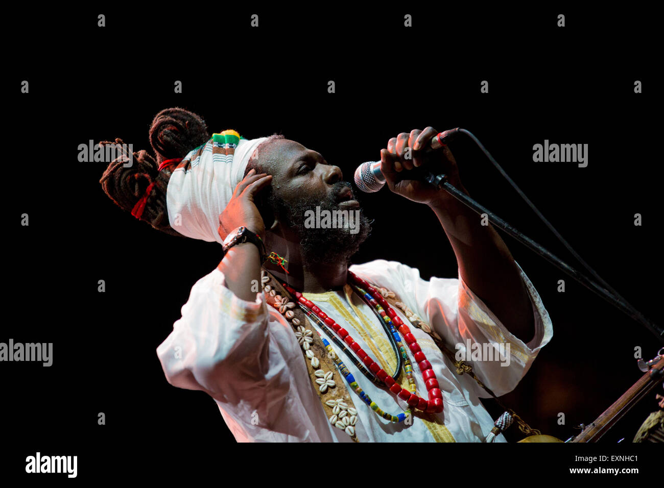 Rome, Italy. 14th July, 2015. Baba Sissoko, African singer and musician ...