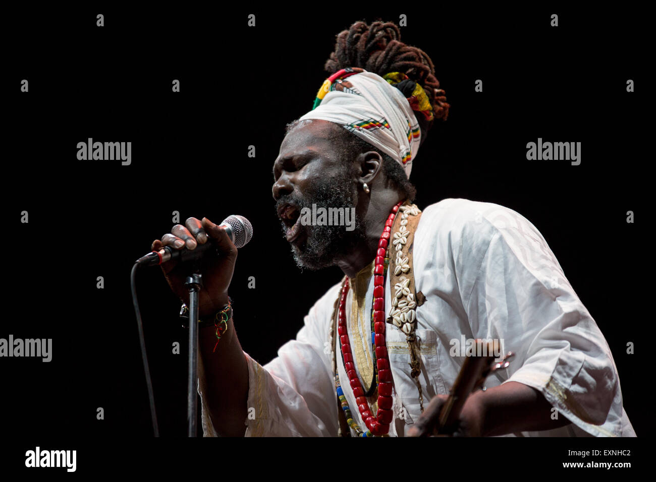 Rome, Italy. 14th July, 2015. Baba Sissoko, African singer and musician ...