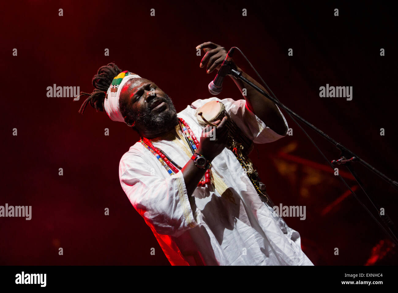 Rome, Italy. 14th July, 2015. Baba Sissoko, African singer and musician ...