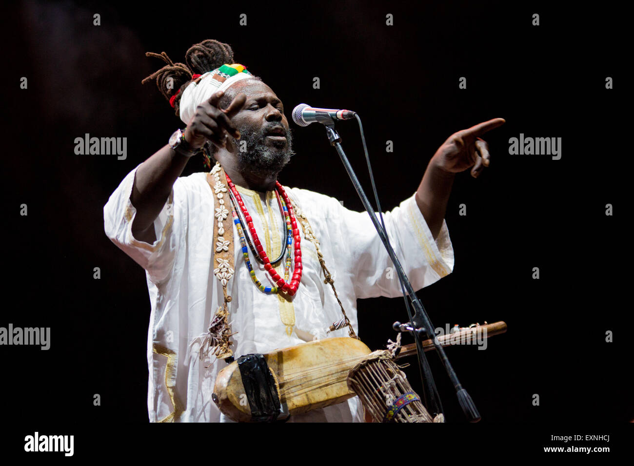 Rome, Italy. 14th July, 2015. Baba Sissoko, African singer and musician ...