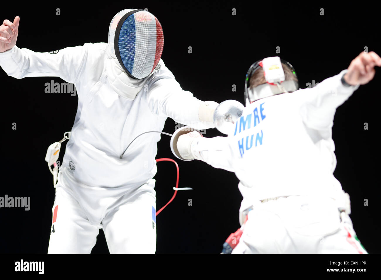 Moscow, Russia. 15th July, 2015. Gauthier Grumier of France (L ...