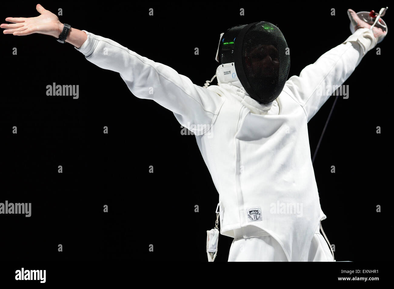 Moscow, Russia. 15th July, 2015. Geza Imre of Hunary reacts after ...