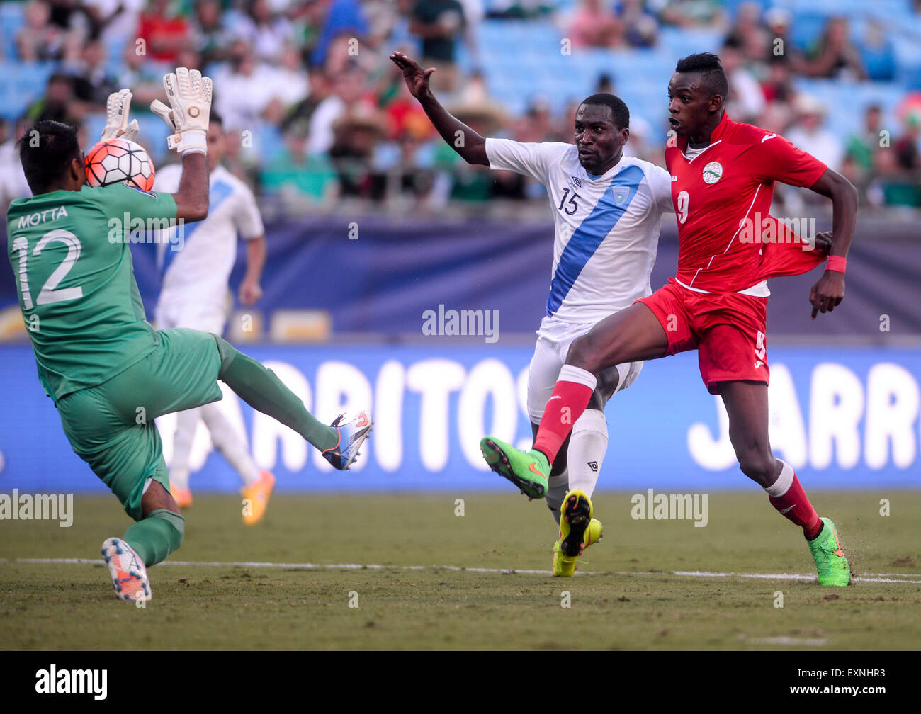 July 15, 2015:Guatemala goal keeper Paulo Motta (12) stops the shot of ...