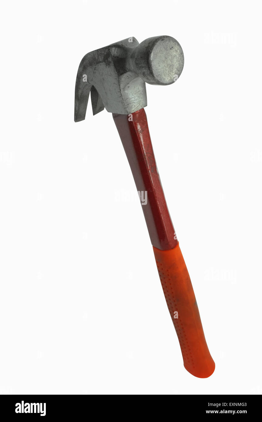 Orange and red metal hammer isolated on white background Stock Photo ...