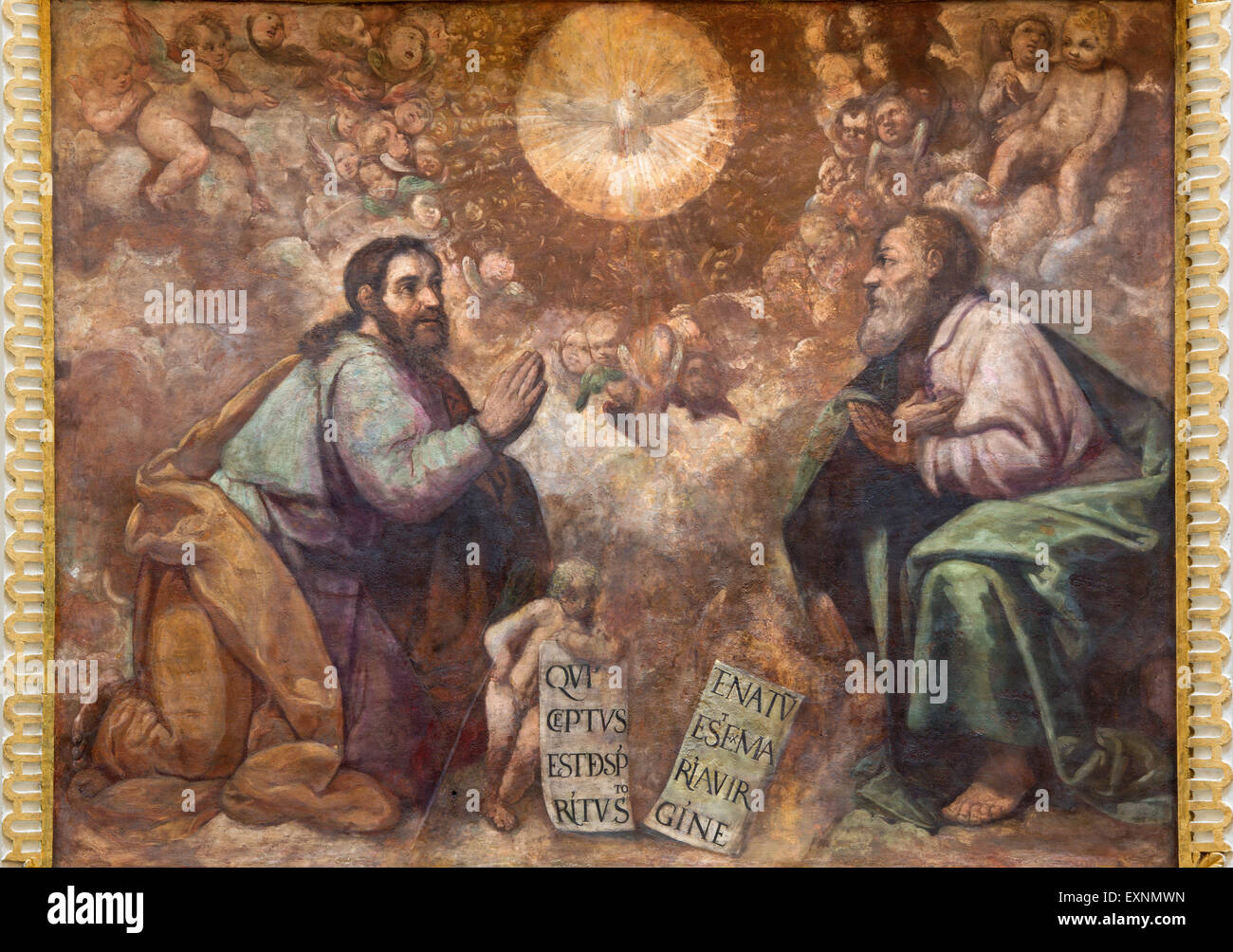 CORDOBA, SPAIN - MAY 27, 2015: The renaissance fresco of Holy Trinity ...