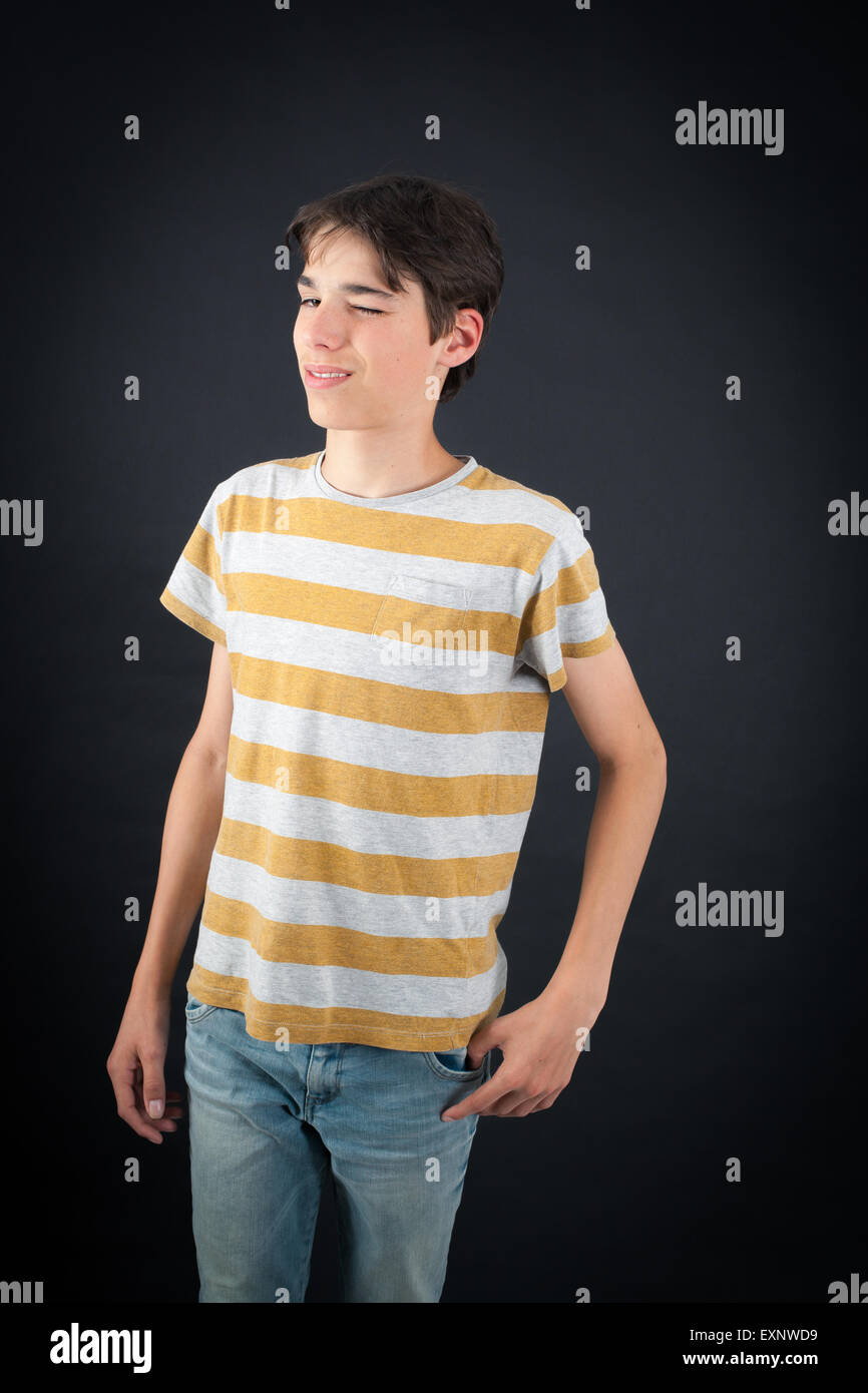 Handsome boy doing different expressions in different sets of clothes ...