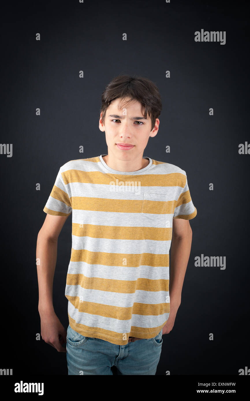 Handsome boy doing different expressions in different sets of clothes ...