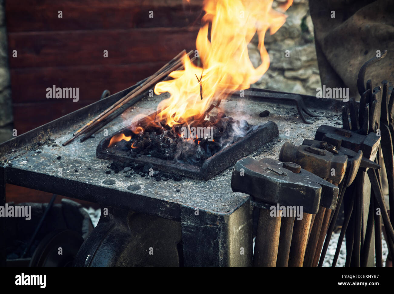 Old blacksmith tools in the historical manufactory Stock Photo - Alamy