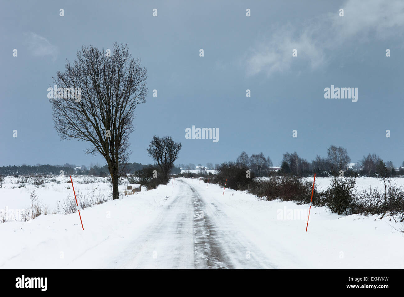 A snowy road Stock Photo - Alamy