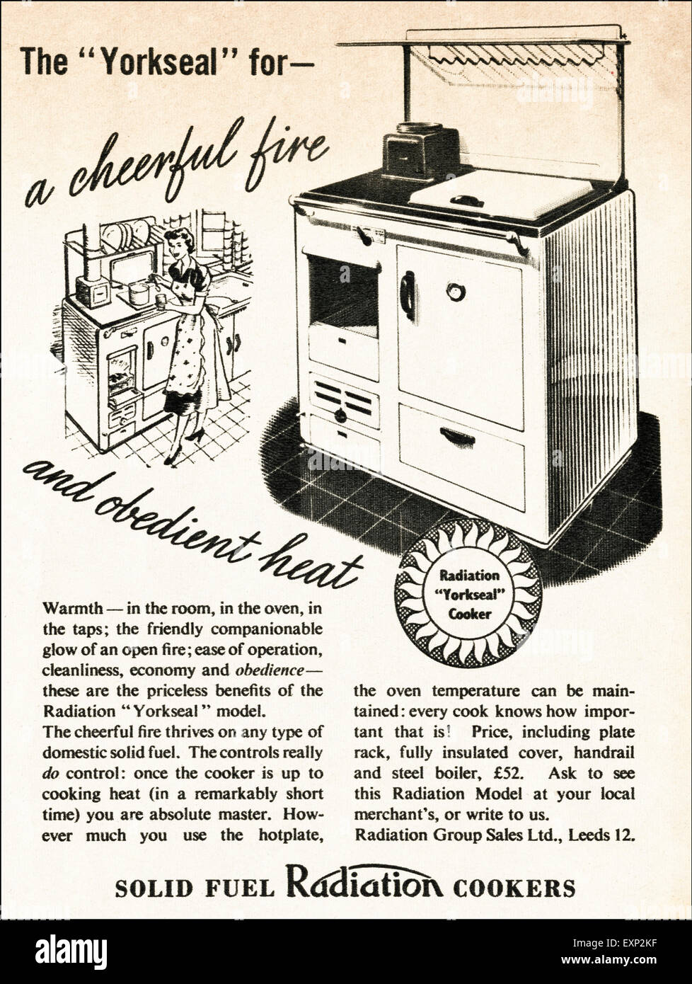 1950s advertisement circa 1951 magazine advert for RADIATION solid fuel ...
