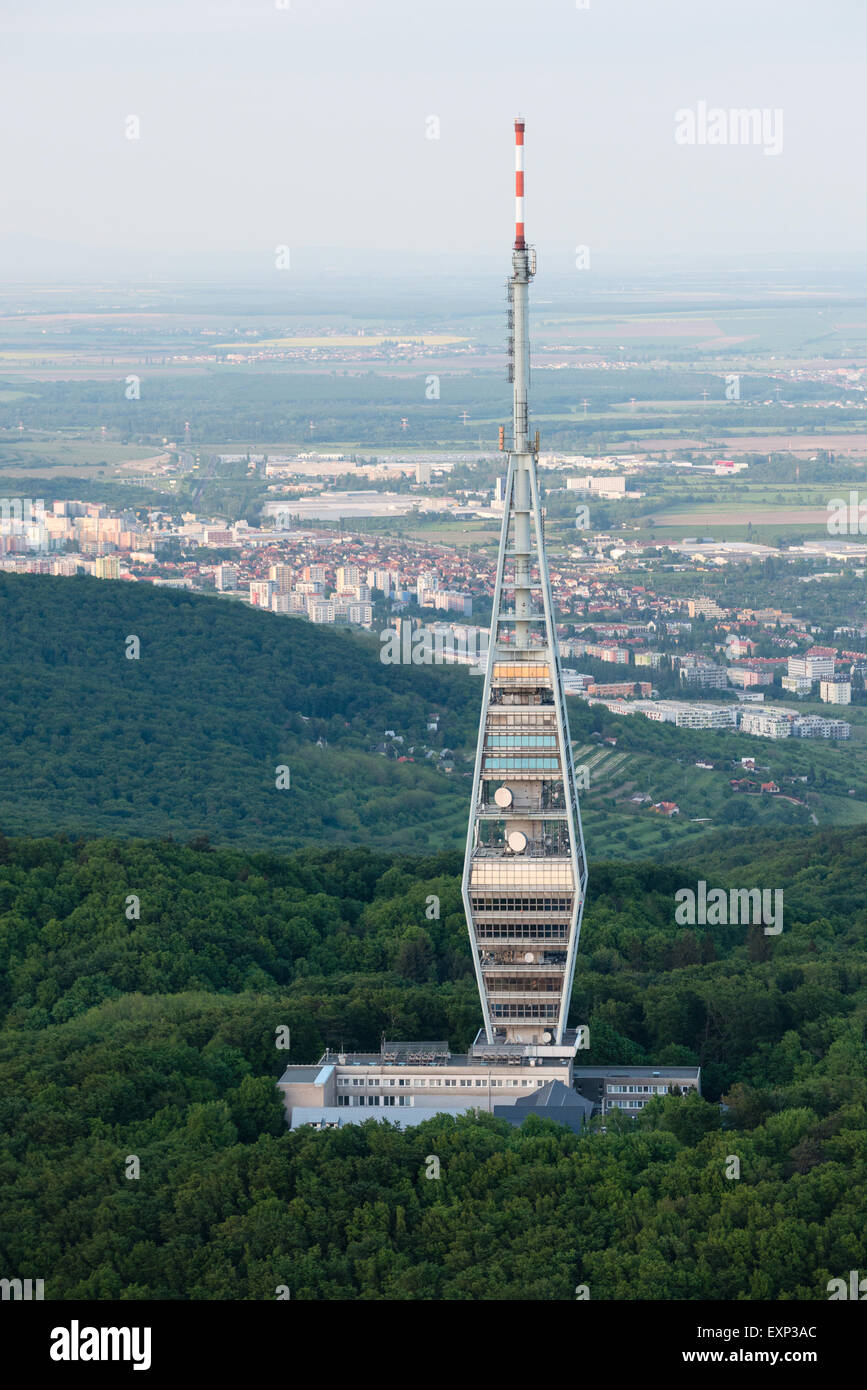 BRATISLAVA, SLOVAKIA - MAY 8: Aerial view of Kamzik TV transmission ...