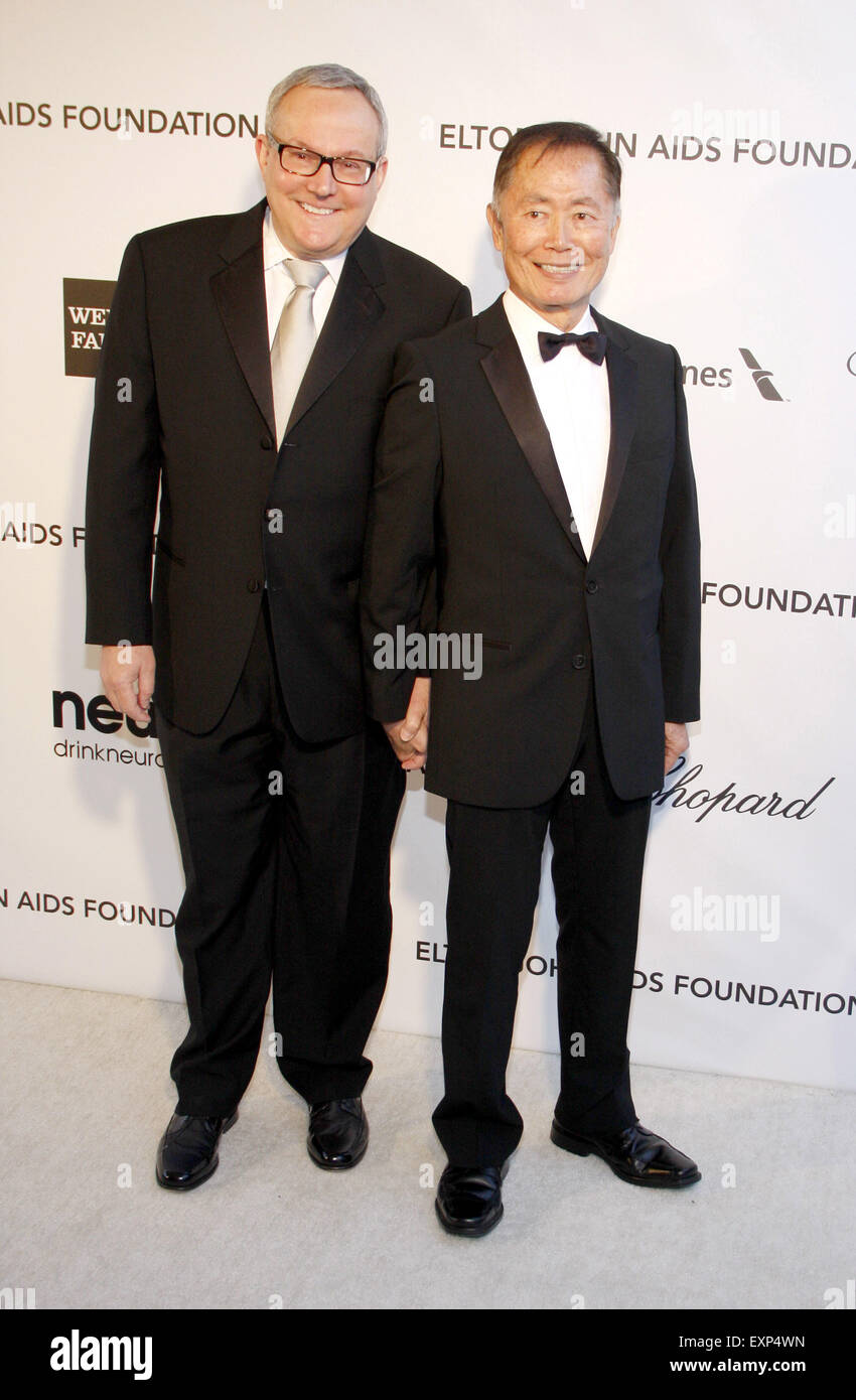Brad Altman and George Takei at the 21st Annual Elton John AIDS ...