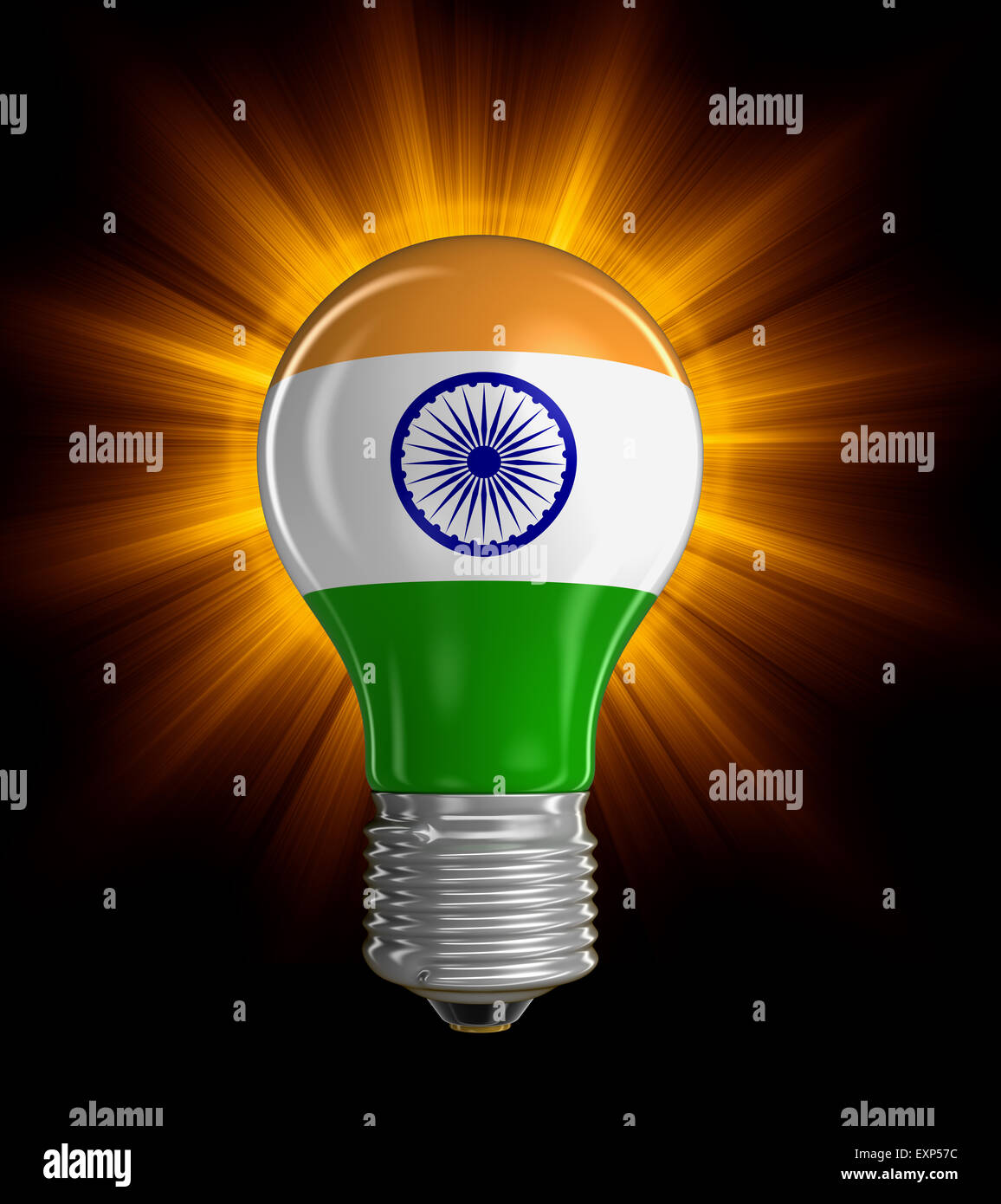 Light bulb with Indian flag. Image with clipping path Stock Photo - Alamy