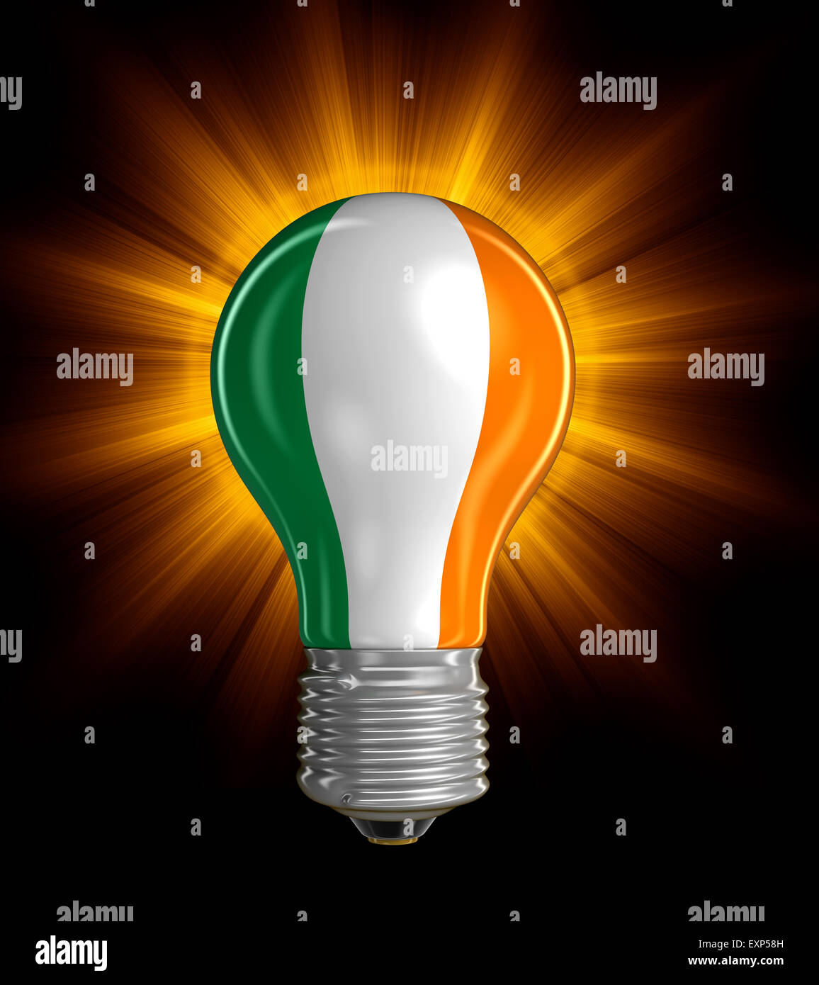 Light bulb with Irish flag. Image with clipping path Stock Photo - Alamy