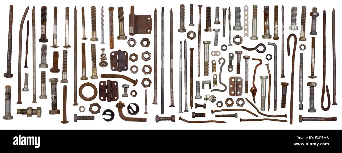 Fixing steel rusty metal elements - bolts, screws, bracket, nuts, hooks ...