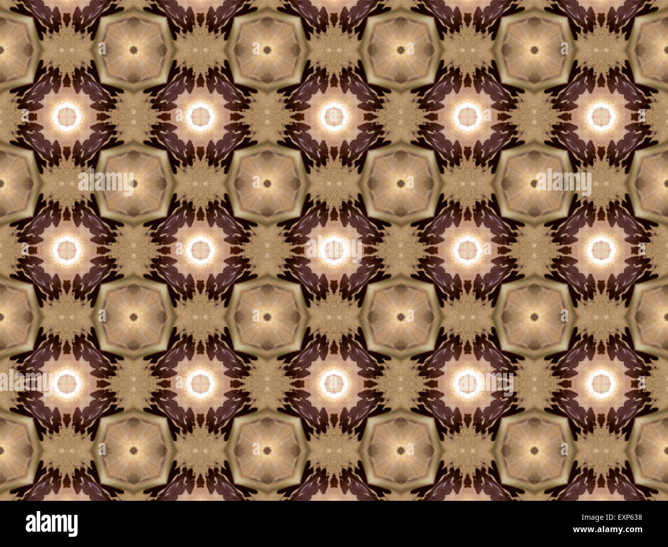 Brown Ethnic pattern. Abstract kaleidoscope fabric design Stock Photo ...