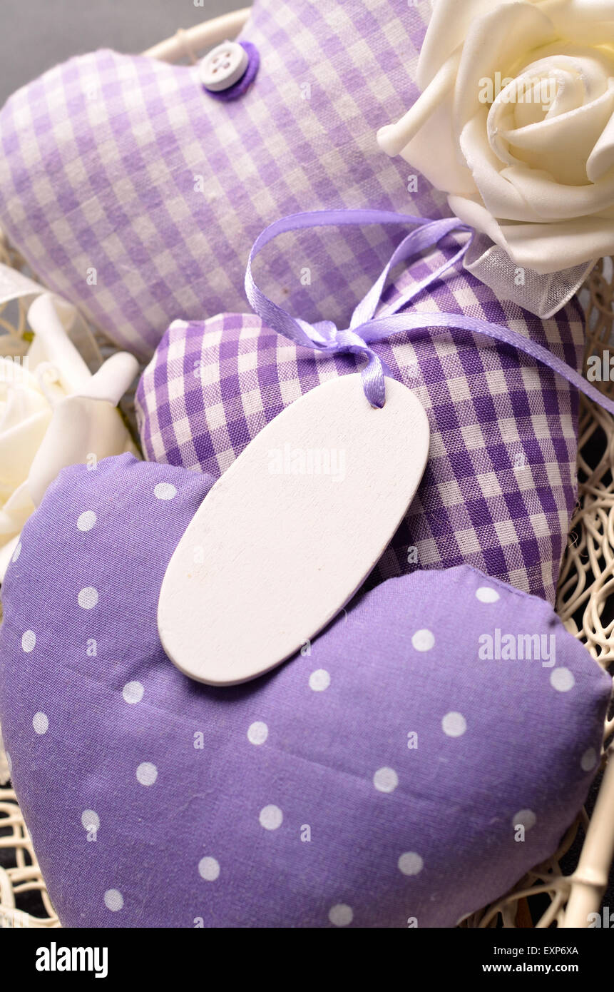 Fabric heart shapes in a row Stock Photo - Alamy