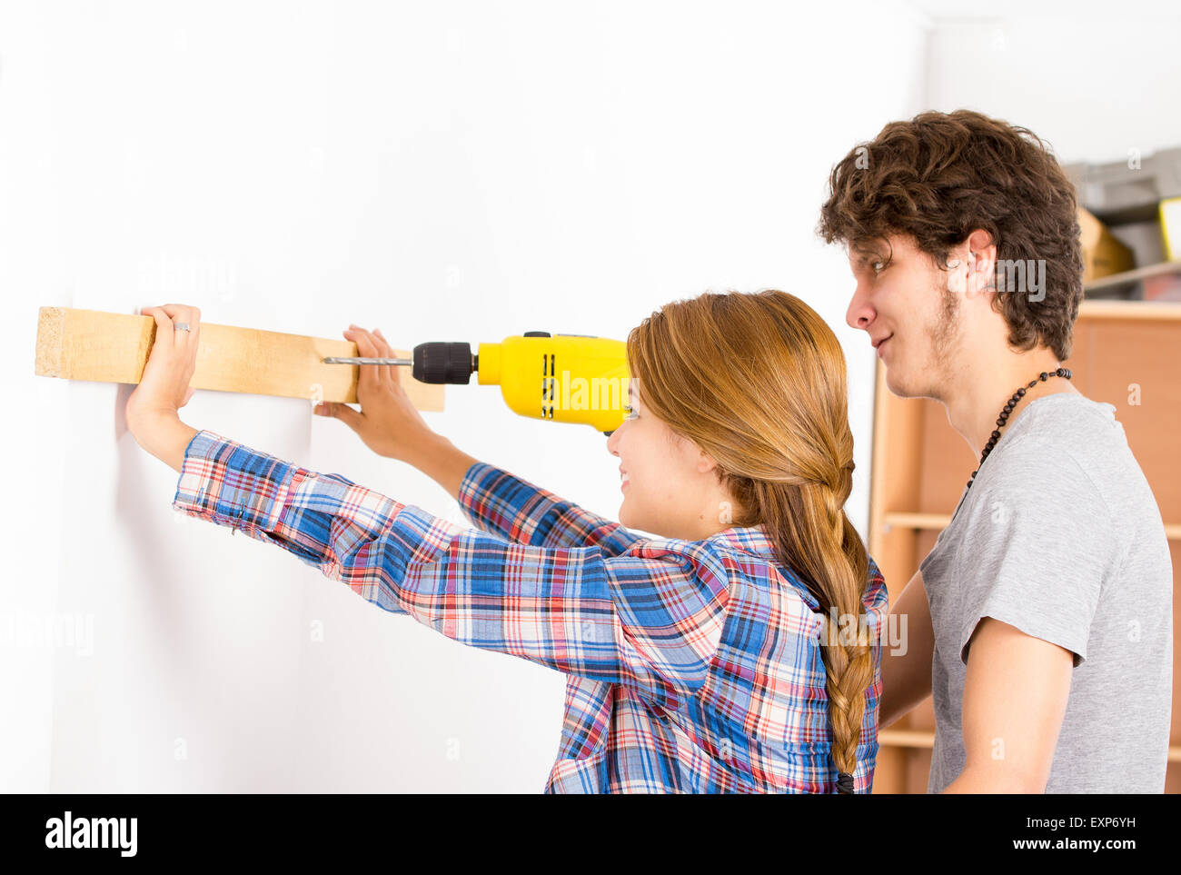 Man using power drill hi-res stock photography and images - Alamy