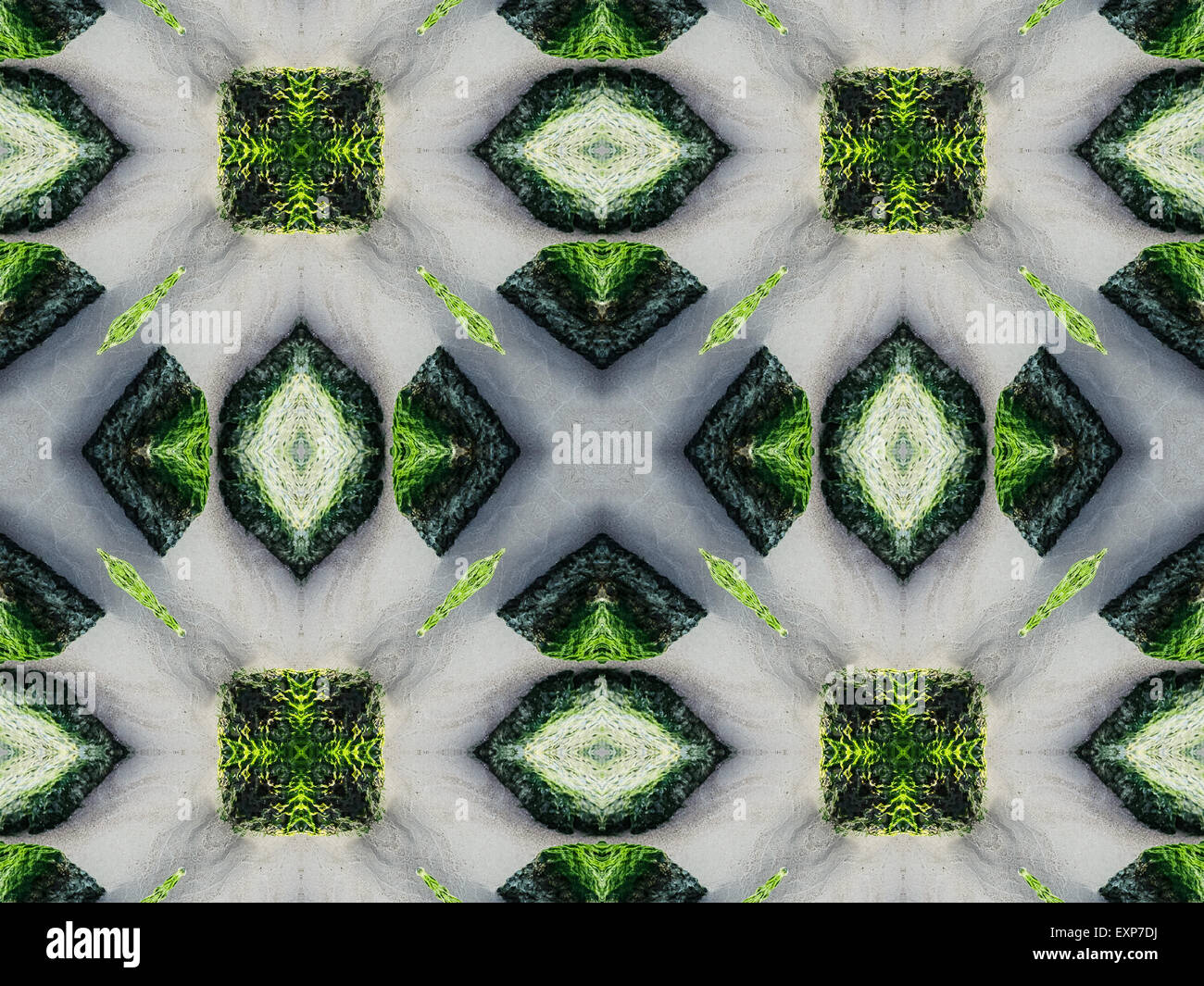 Green Ethnic pattern. Abstract kaleidoscope fabric design Stock Photo ...
