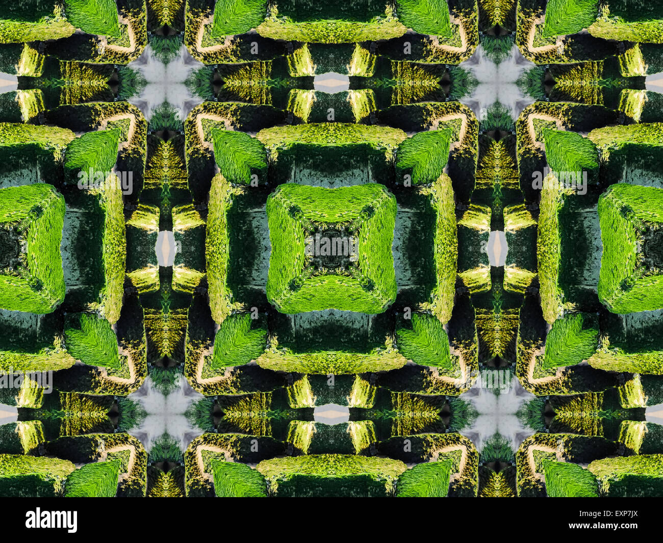 Green Ethnic pattern. Abstract kaleidoscope fabric design Stock Photo ...