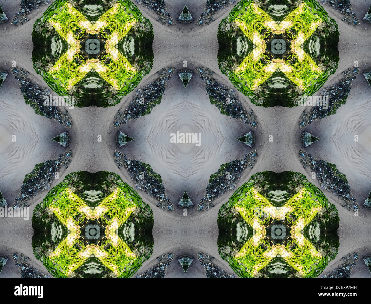 Green Ethnic pattern. Abstract kaleidoscope fabric design Stock Photo ...