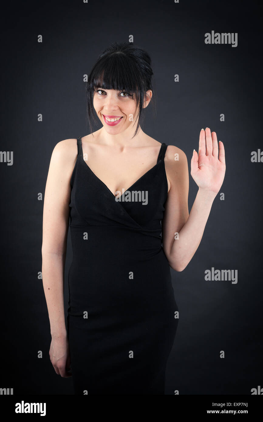 Beautiful woman doing different expressions in different sets of ...