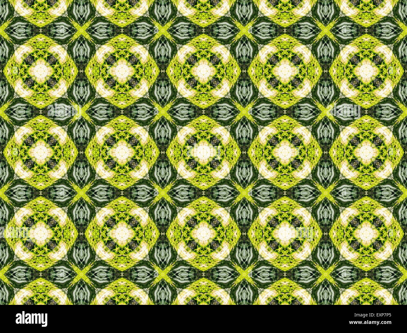 Green Ethnic pattern. Abstract kaleidoscope fabric design Stock Photo ...