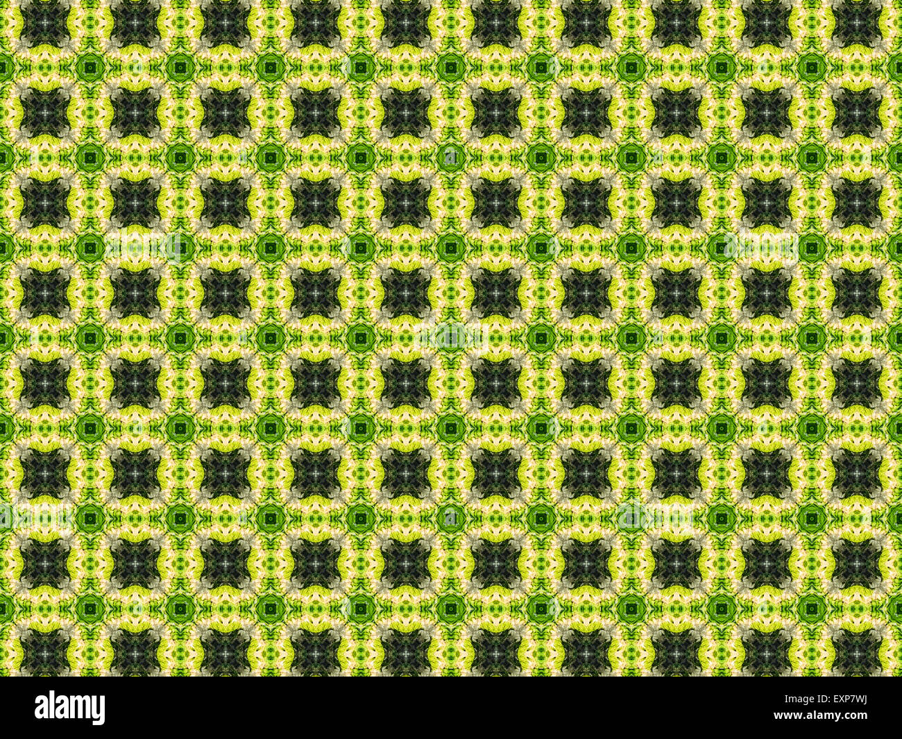 Green Ethnic pattern. Abstract kaleidoscope fabric design Stock Photo ...