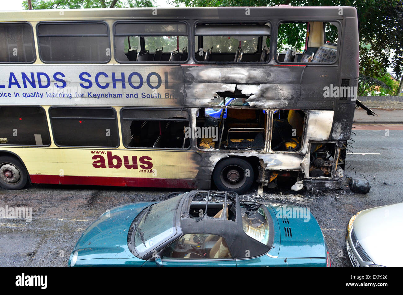 Bristol, UK. 16th July, 2015. A Bus Fire in Bristol Causes Major delays ...
