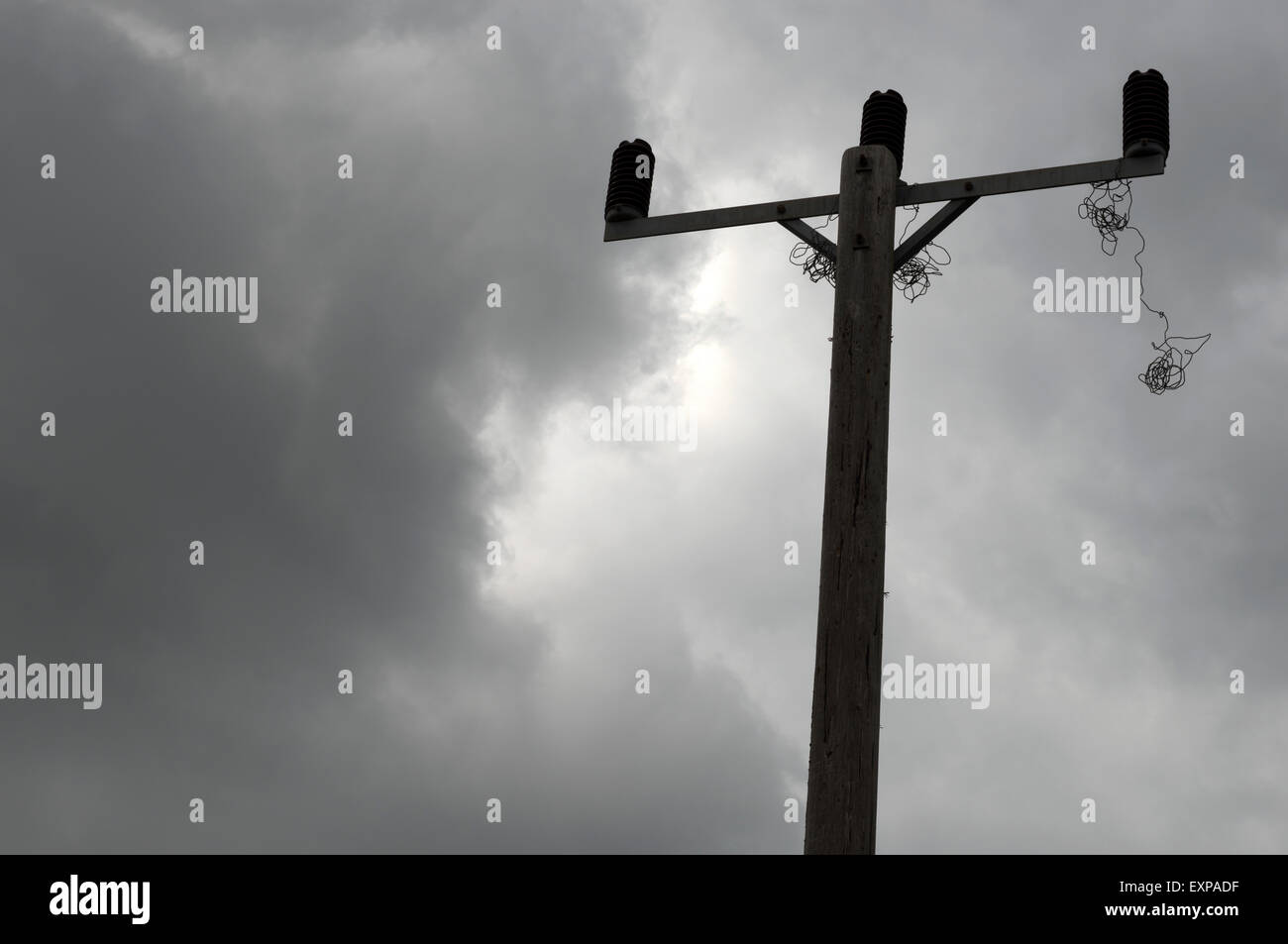 Disconnected electricity cables and pole Stock Photo - Alamy