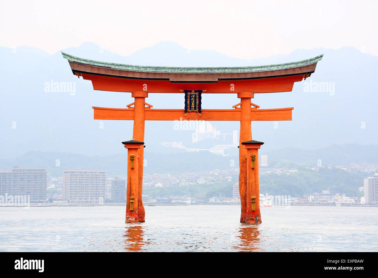 The great red Torii Gate at Itsukushima Shinto Shrine on Miyajima ...