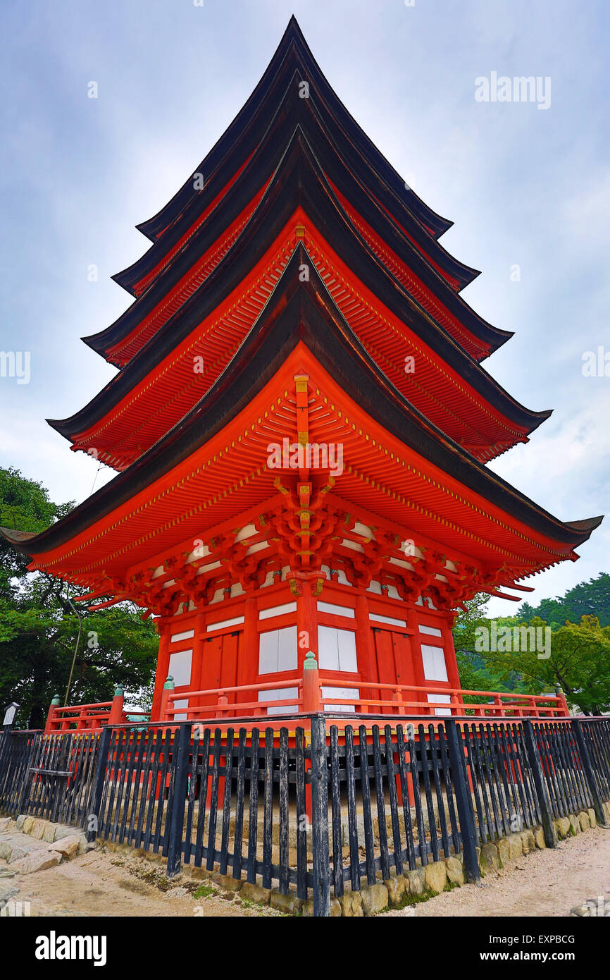 The five tiered Pagoda at Itsukushima Shinto Shrine on Miyajima Island ...