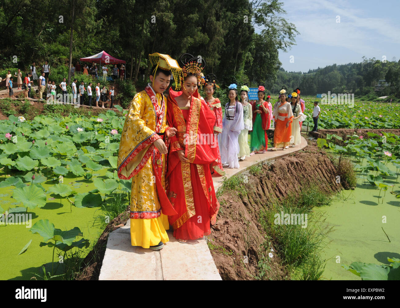Neijiang, China's Sichuan Province. 16th July, 2015. Actors dressed as ...